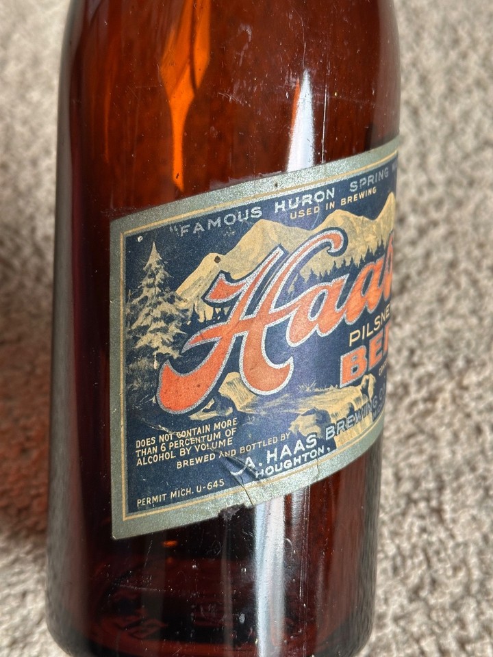 A. Haas Brewing Brewery Houghton Pilsner Beer Paper Label Bottle ...