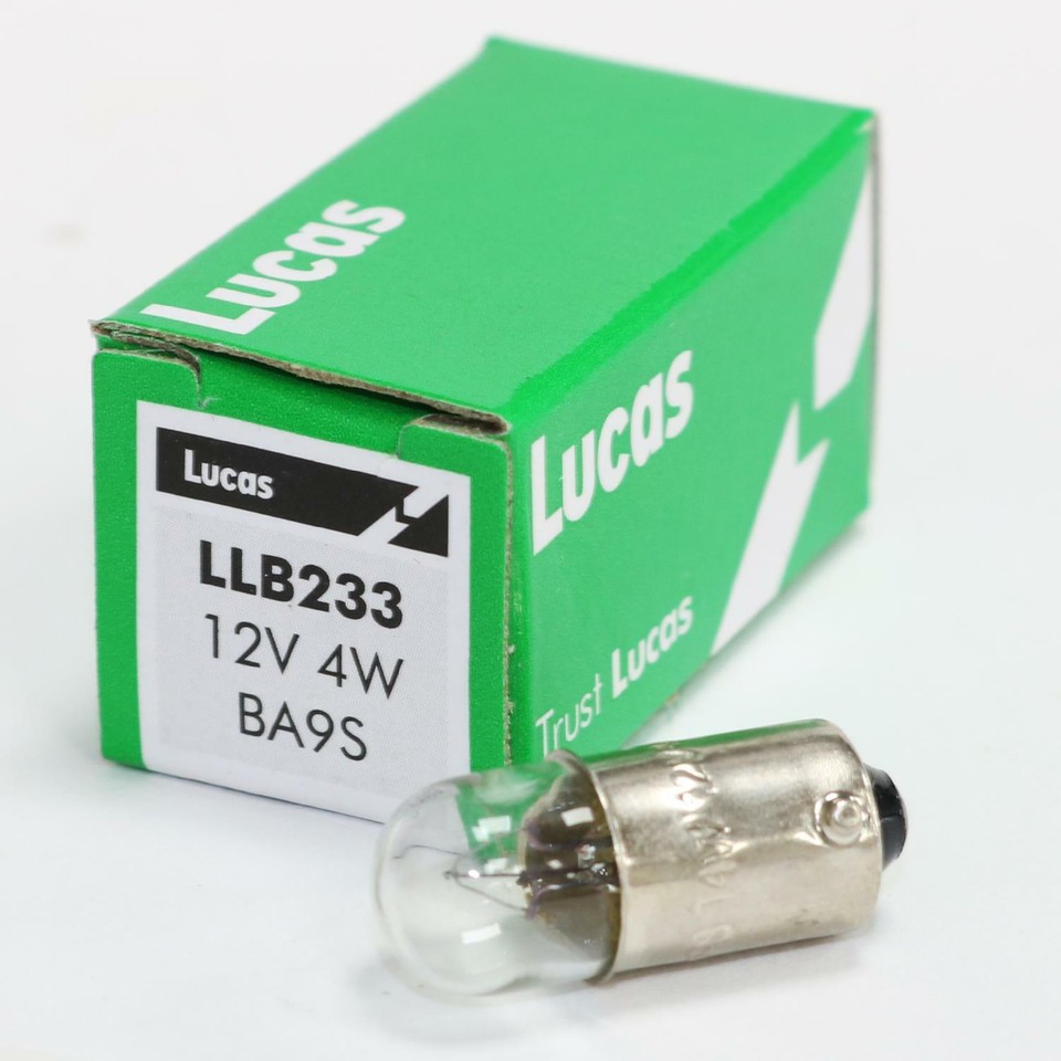 Lucas 12V 4W Clear Bayonet Side Lamp Bulb LLB233 GLB233 BA9S Base ...
