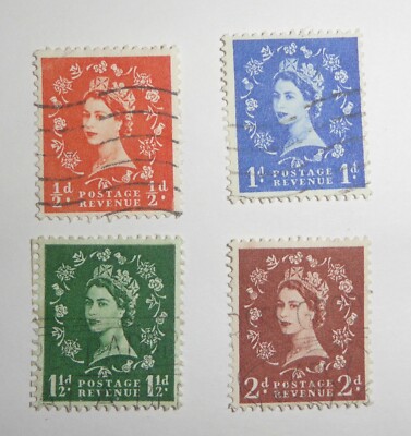 Vintage Lot of 4 Stamps – 1952, Great Britain, Queen Elizabeth | eBay