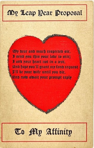 Valentines Day Card Leap Year Marriage Proposal Heart Poem Love Vtg ...