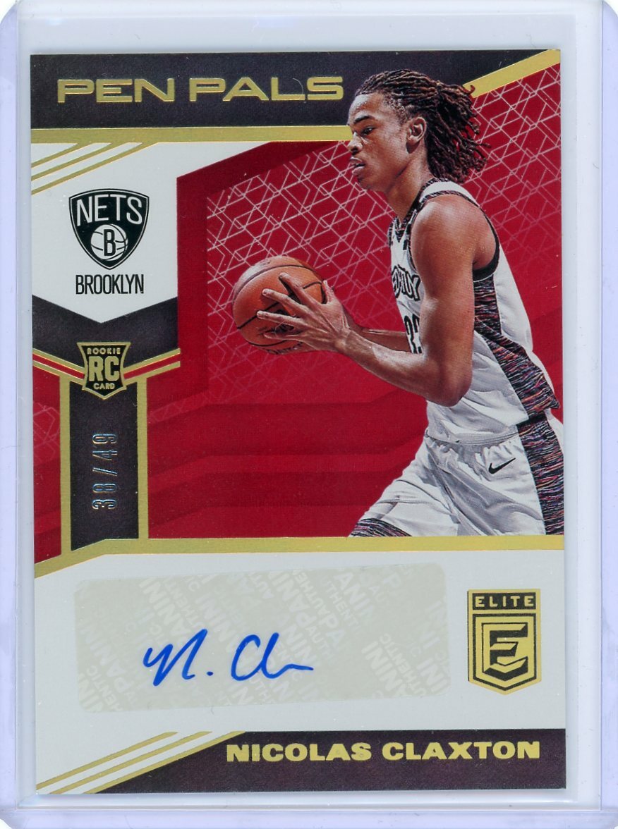 2019/20 Panini Elite Pen Pals Red Rookie Auto #PP-NCX Nic Claxton #38/ ...