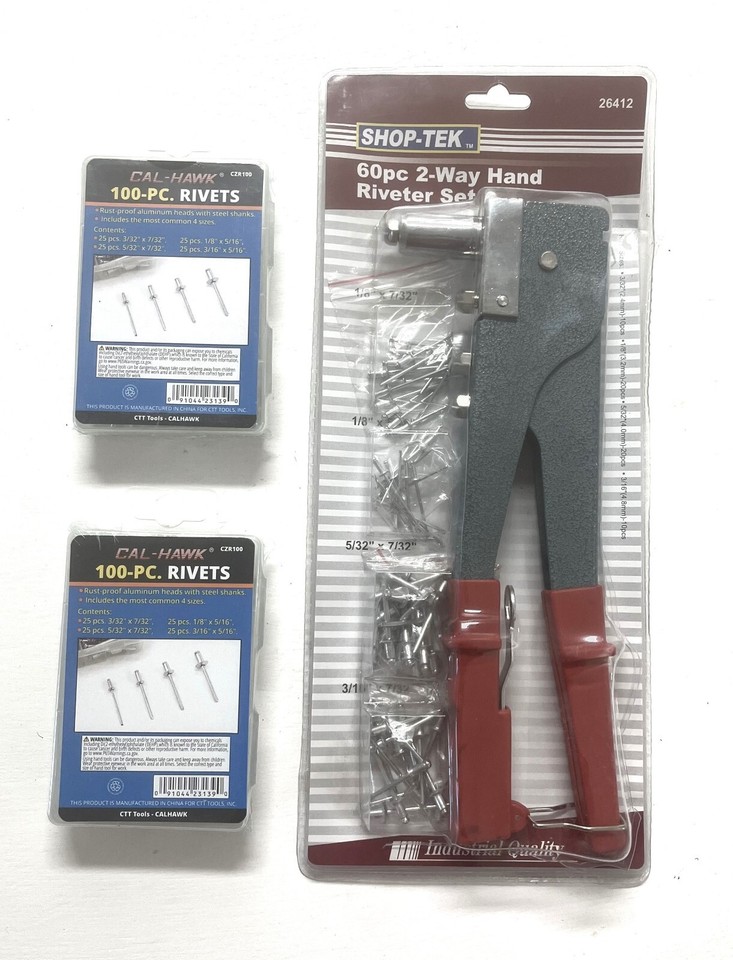260 Pcs Pop Riveter Gun Set Blind Rivet Hand Tool Kit Gutter Repair ...