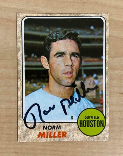 NORM MILLER HOUSTON ASTROS SIGNED AUTOGRAPHED 1968 TOPPS CARD #161 W ...