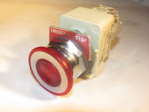 SQUARE D 9001KR9P1RH13 ILLUMINATED E-STOP PUSH-PULL BUTTON 120V 1NO 1NC ...