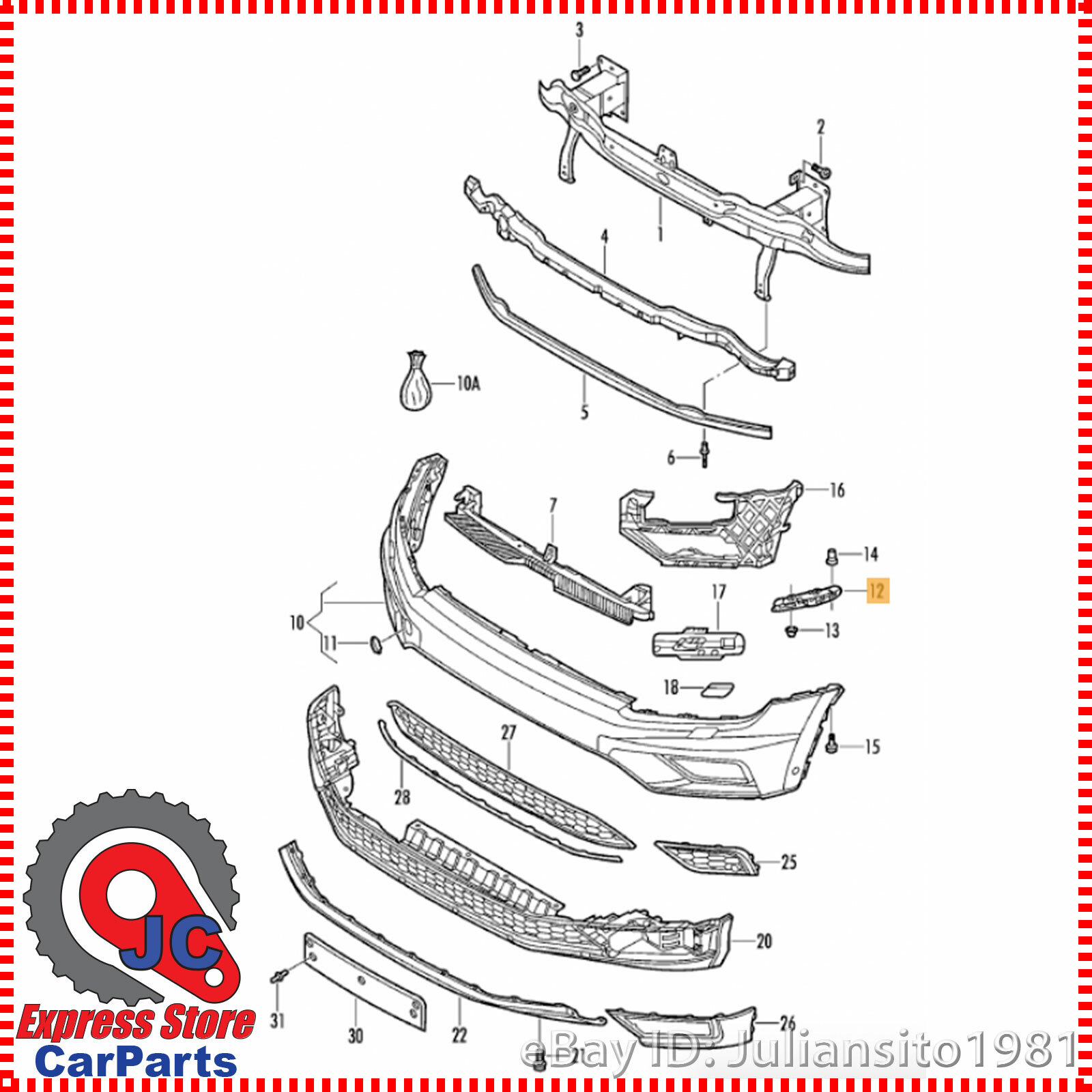 5NN807049B VOLKSWAGEN GENUINE OEM TIGUAN FRONT LEFT BUMPER GUIDE UPPER ...