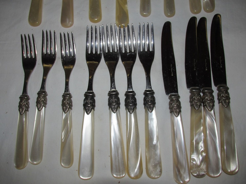 EME Napoleon Ivory Pearl 19 pieces Stainless Flatware Inox Italy | eBay