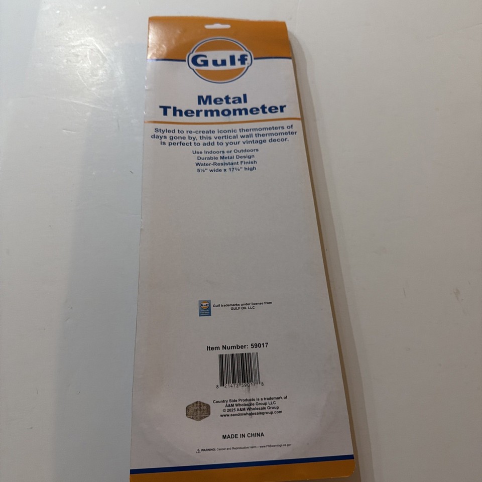 Gulf Oil Reproduction Metal Thermometer - Authorized Dealer | eBay
