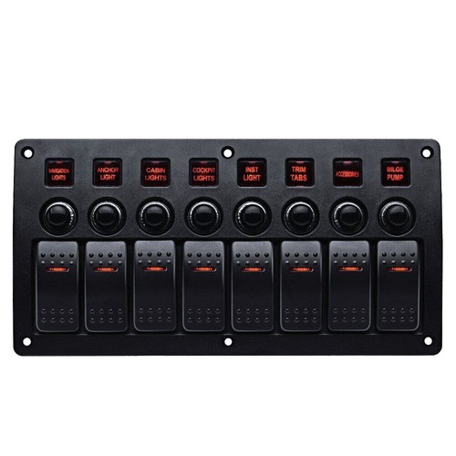 12-24V Red LED 8 Gang Toggle Rocker Switch Panel Circuit Breaker for ...