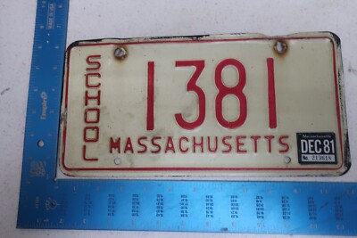 Massachusetts License Plate Tag MA 1981 81 School 1381 | eBay