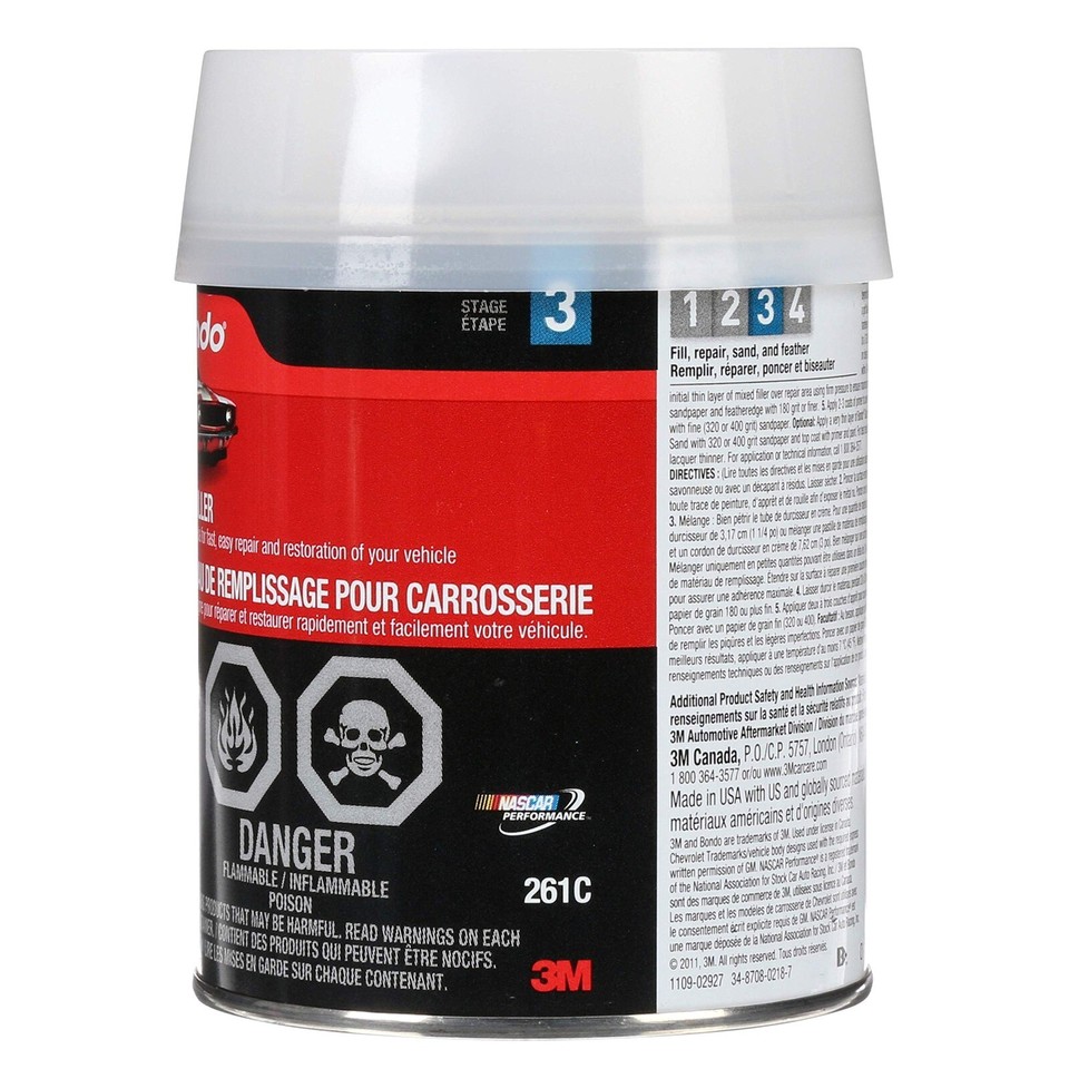 Bondo Auto Body Filler Kit Metal Car Repair Boat Cream Hardener ...