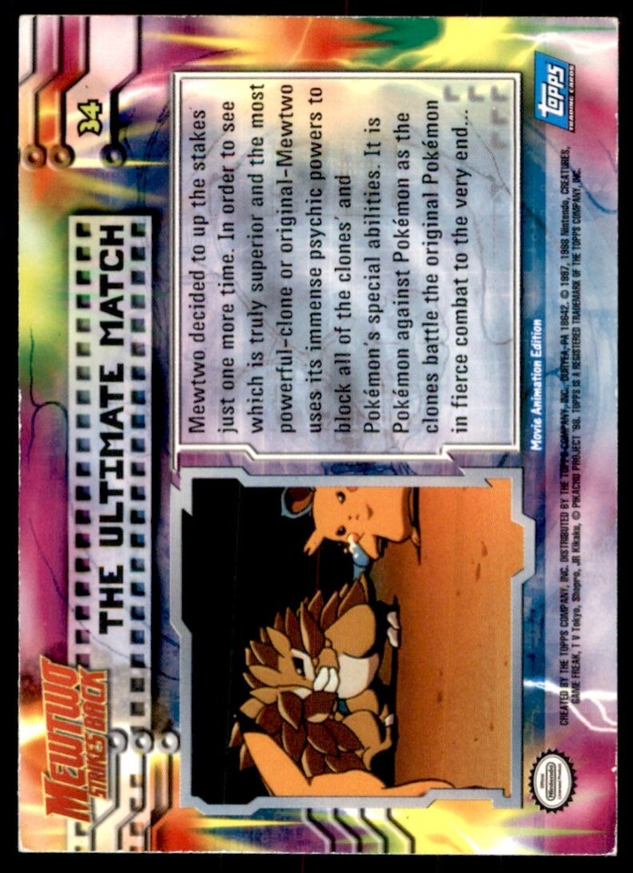 Pokemon Topps Mewtwo Strikes Back The Ultimate Match Holo #34 Light ...
