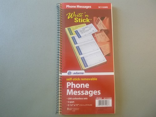 Adams phone messages book, SC1153WS, Write 'N Stick, 2 part, 200 ...