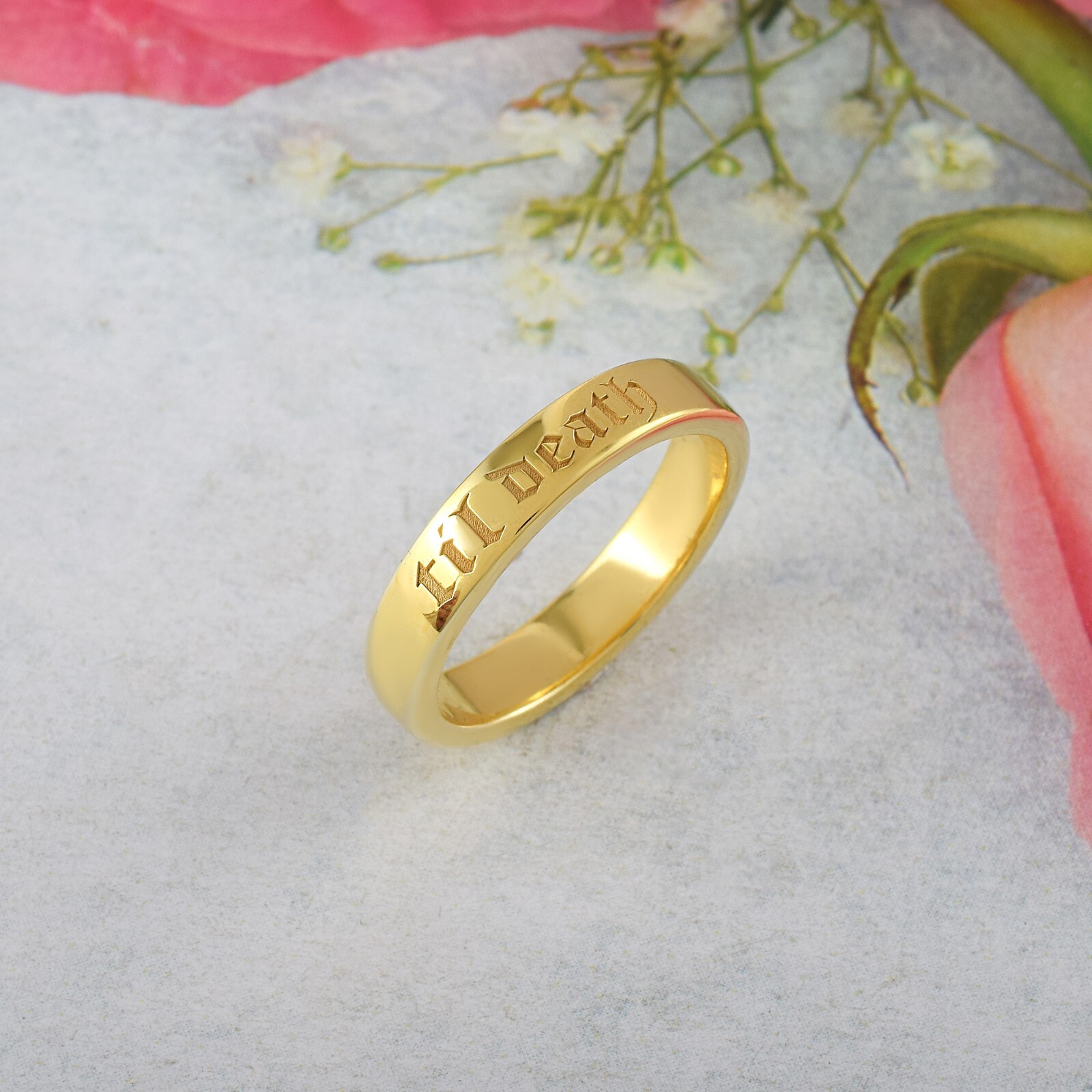 Til Death Ring - 5mm Wide Til Death Band - Personalized Engraving Ring ...