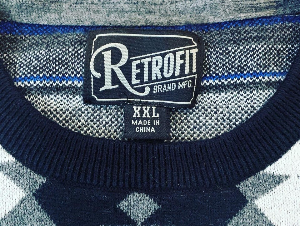 Retrofit Mens Sweater. Black And Gray Stripes Size 2XL | eBay