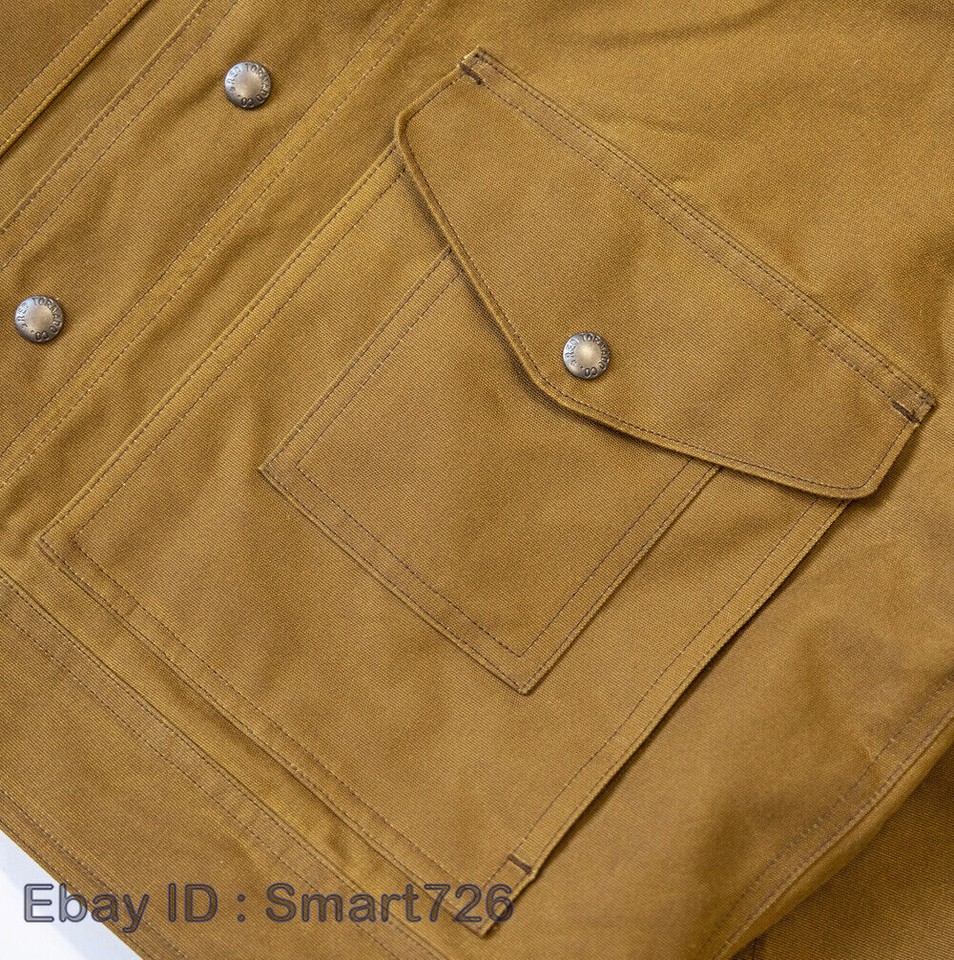 Heavyweight Canvas Jacket Men's Vintage Casual Coat Work Coat Pockets ...