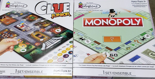 Lot of 4 Colorforms Board Games Monopoly Clue Jr Scrabble Jr Chutes ...