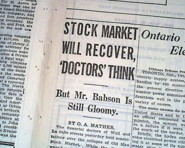 Stock Market Crash 1929 Newspaper