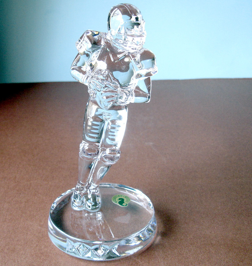 Waterford Crystal Football Player Figurine & Football Paperweight 2 PC ...