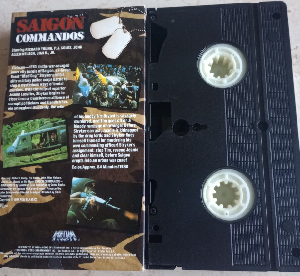 1988 MEDIA SAIGON COMMANDOS RICHARD YOUNG VHS BLOCKBUSTER STICKER | eBay