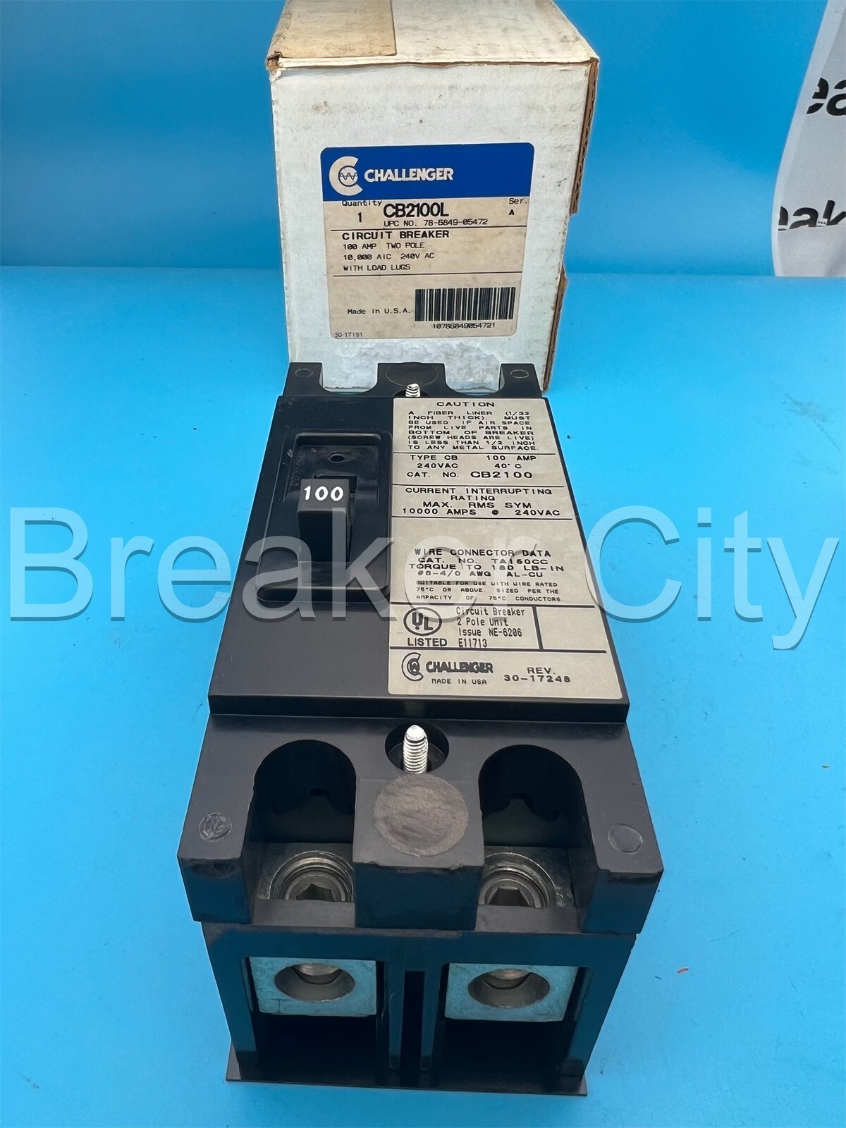 Challenger CB2100L 100 Amp 2 Pole Circuit Breaker Type CB CC 240V 100A ...