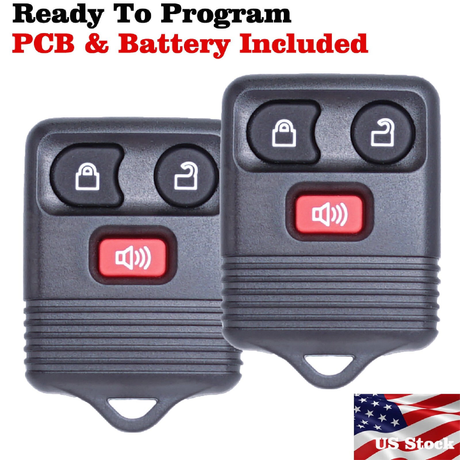 2X Keyless Entry Car Remote Control Key Fob Transmitter Alarm For Ford ...