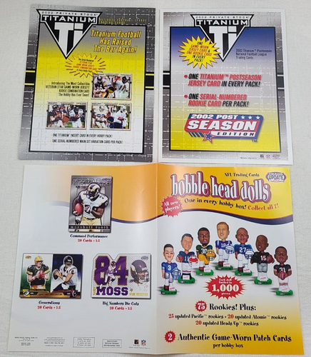 2002 Pacific Trading Cards NFL Football Promotional Sales Sheets Lot of ...