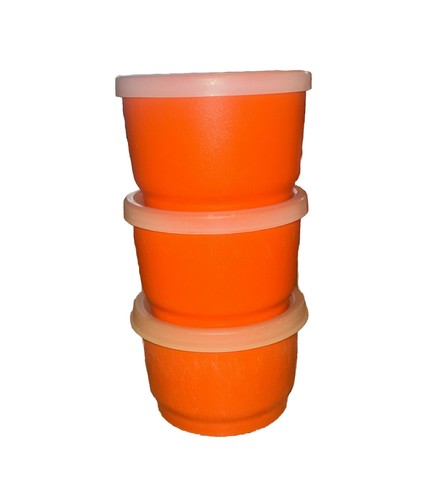 Vintage Tupperware Small Orange Snack Cups 1229-20 W/Clear Lids SET OF ...