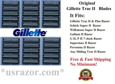 30 Gillette Trac II Plus Blades cartridges Refills Fit Schick Super 2 ...