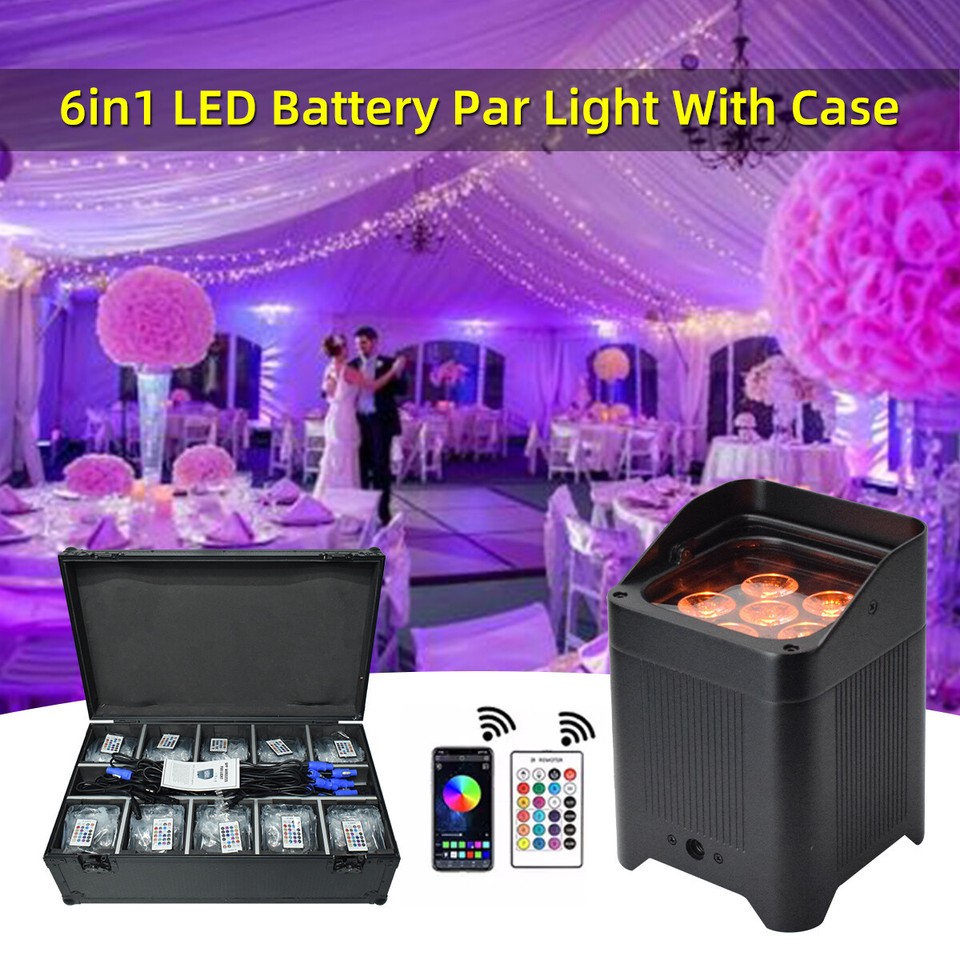 10Pcs Wireless Par Light 6x18W RGBWA+UV Stage Light with WiFi APP ...