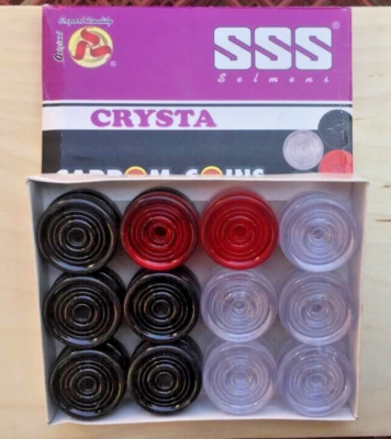 24 Pc ( Triple S ) SSS Clear Plastic Carrom Board Counter Peices ...