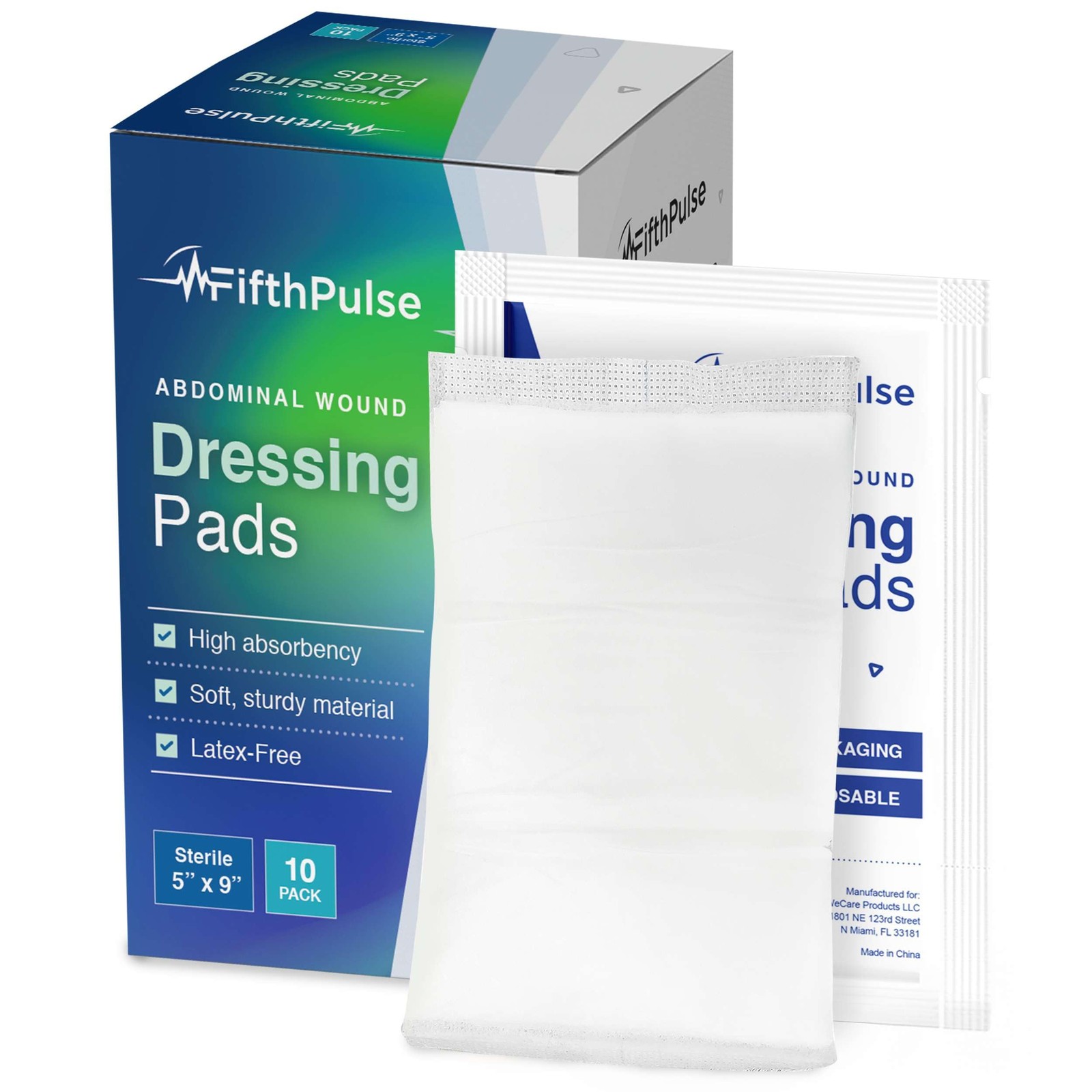 Abdominal Wound Dressing Pads 20 Pack - ABD Pads 5x9 Sterile Non Stick ...