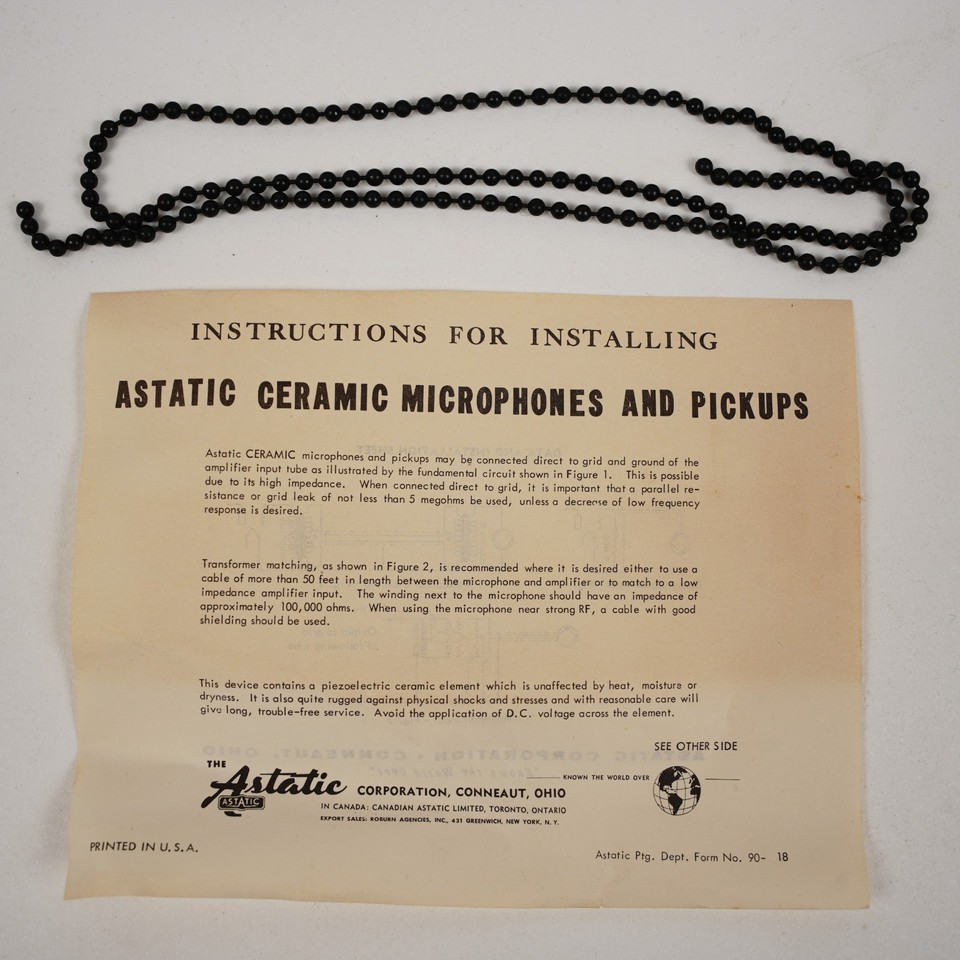 Astatic 333 Ceramic Microphone w/ Stand Adapter, Lavalier, Box, Bag ...