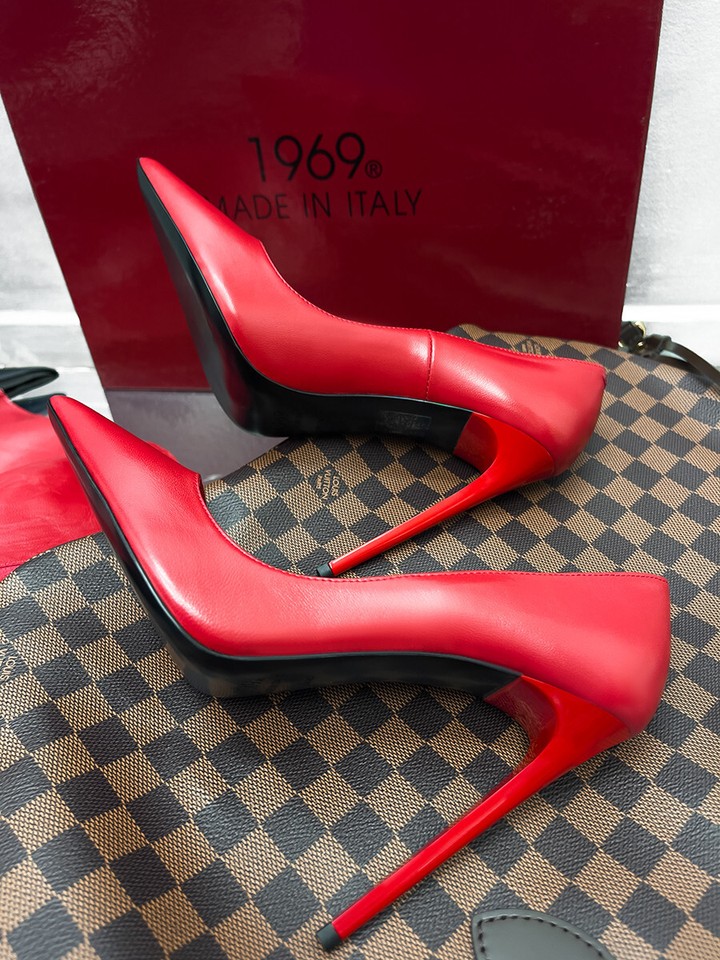 1969 Made in Italy Best Leather High Heels Iconic Anouk R41 Pumps Red ...