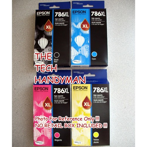 4-PACK EPSON GENUINE 786XL BLACK & COLOR INK (NO RETAIL BOX) WORKFORCE ...