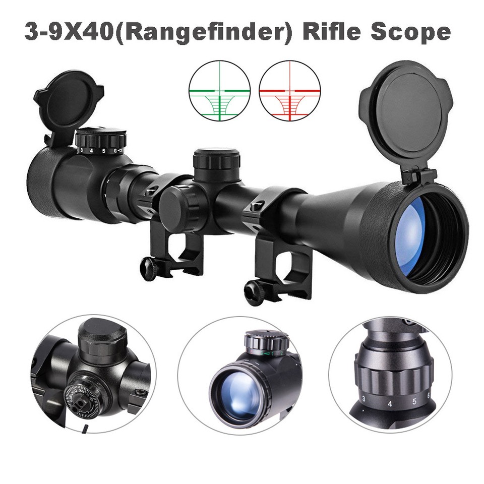 3-9X40 Compact Rifle Scope Crosshair Mil-Dot Truplex Reticle With Scope ...