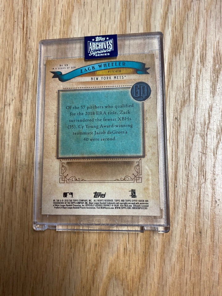 2019 Topps Archives Signature Series Zack Wheeler Mets Autographed Card ...