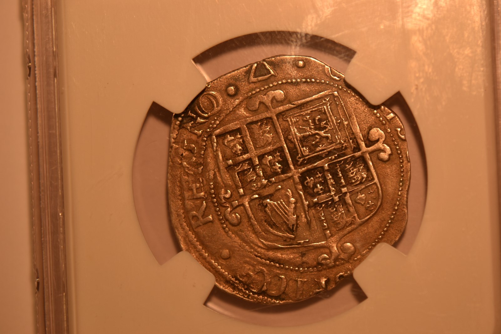 England- (1639-40) 1 Shilling- NGC VF Details. Environmental Damage. S ...