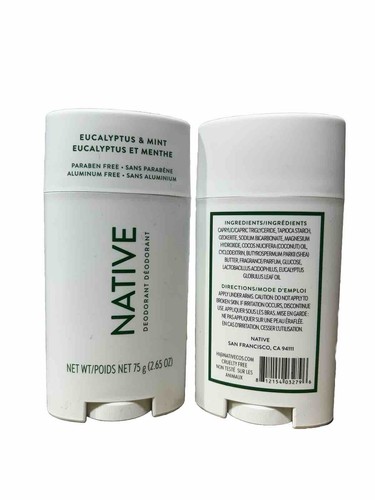Native Men's Natural DEODORANT Eucalyptus & Mint 2.65 oz Pack Of 2 Fast ...