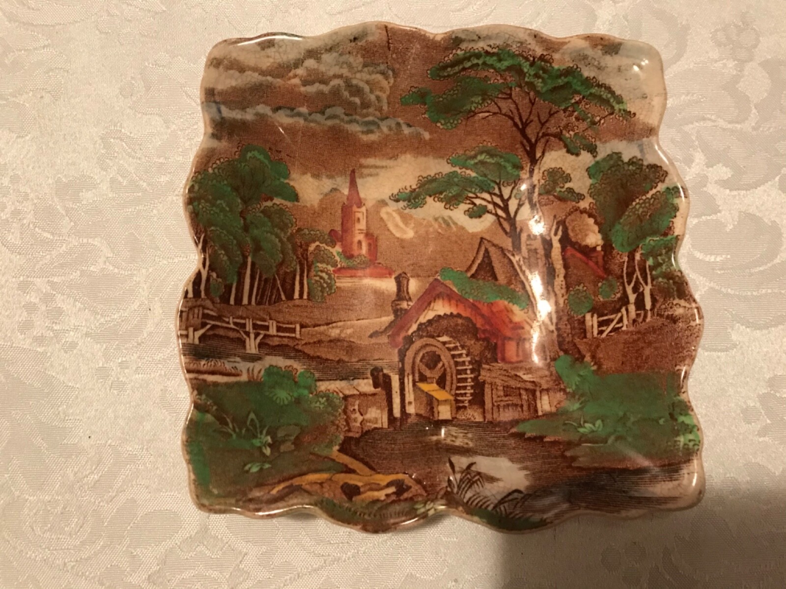 Vintage W R MIDWINTER ENGLAND 5 1/4” bowl LANDSCAPE old Grist Mill ...