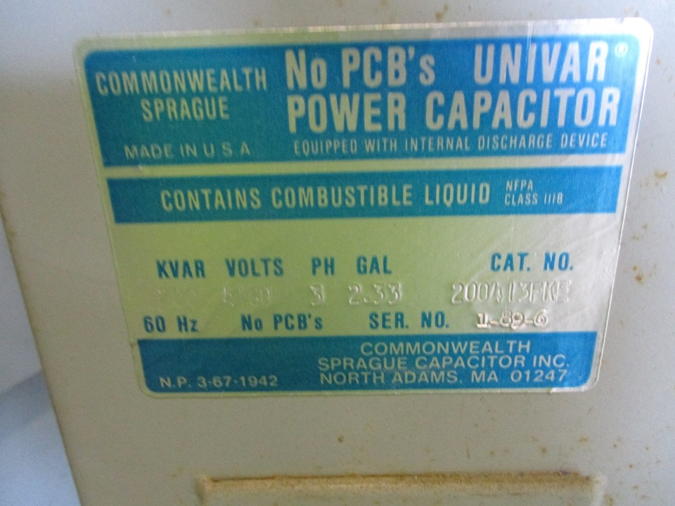 SPRAGUE 200413FKE, 200 KVAR 4160 VOLT 3 PHASE POWER CAPACITOR | eBay
