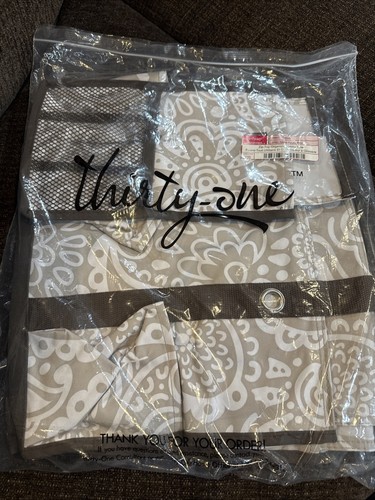 Thirty-One Zip-Top Organizing Utility Tote Taupe Playful Parade | eBay