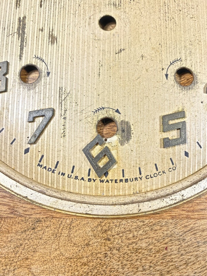 Old Waterbury Westminster Chime Clock Dial Pan (See Pics to ID Mvmt ...