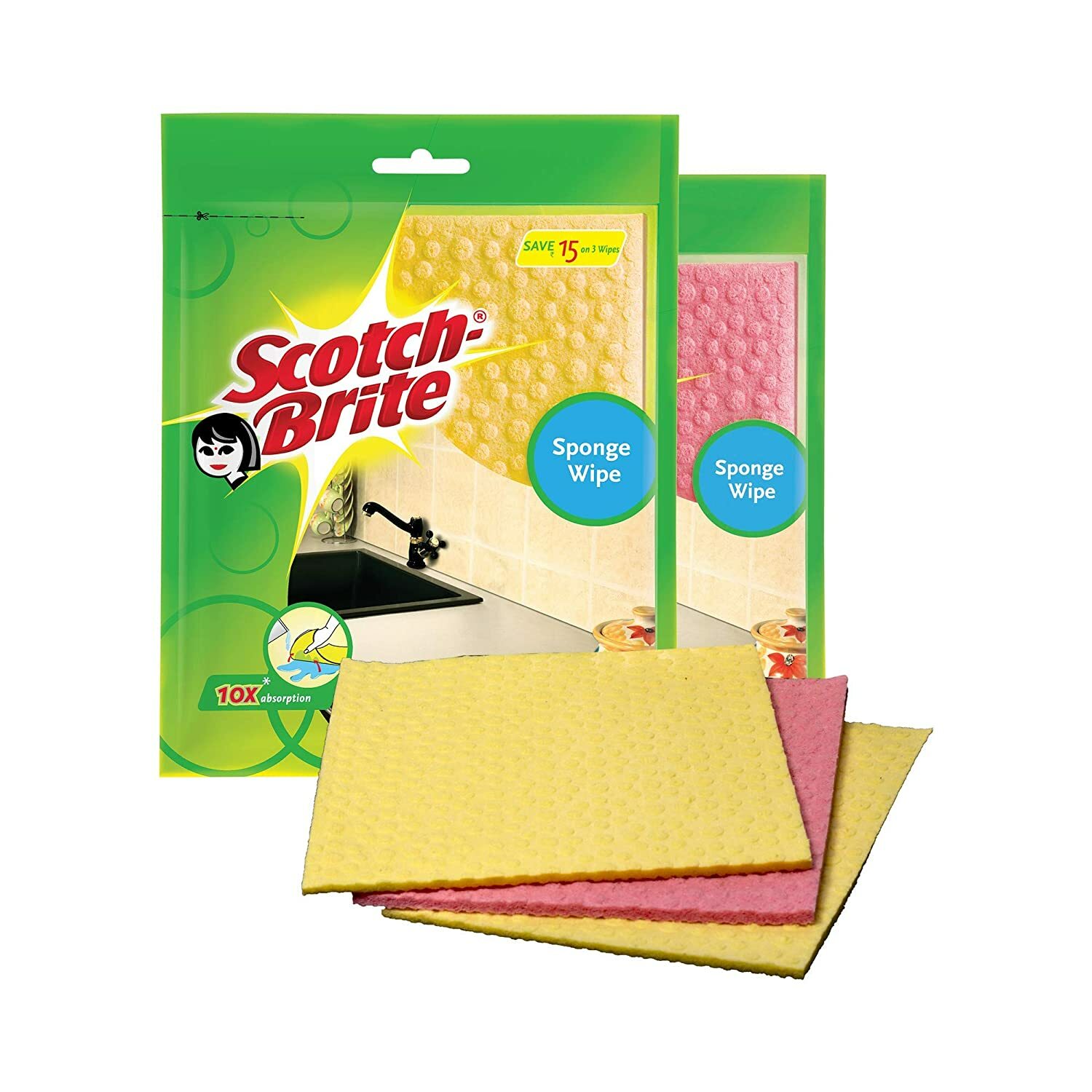 Scotch Brite Sponge Wipe Multipurpose cleans any mess single swipe ...