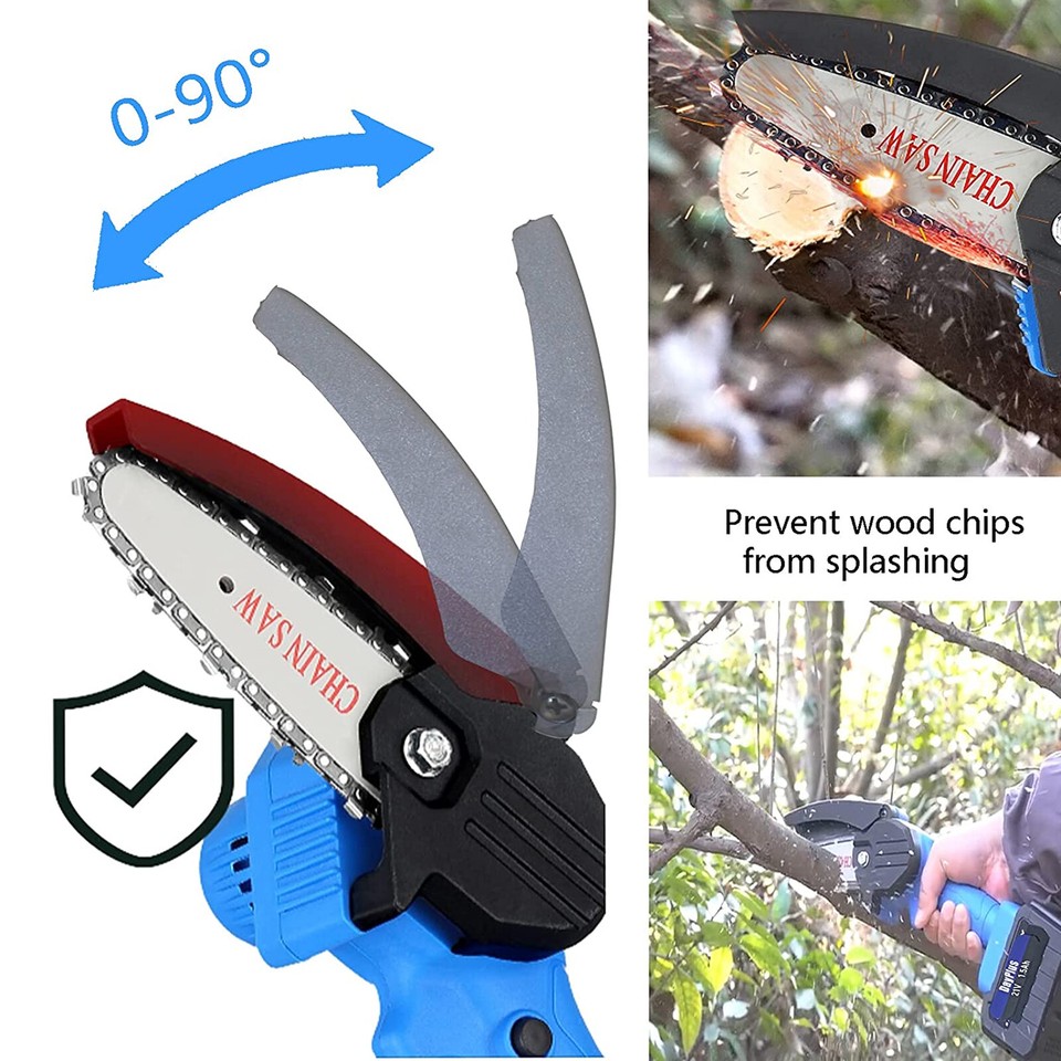 Cordless Electric Chainsaw Handheld Wood Cutter Saw Woodworking Battery ...