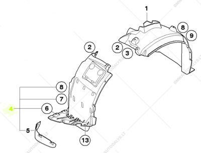 BMW 1 Series E88 E82 OEM Fender Liner Splash Guard 51118055017 Front ...