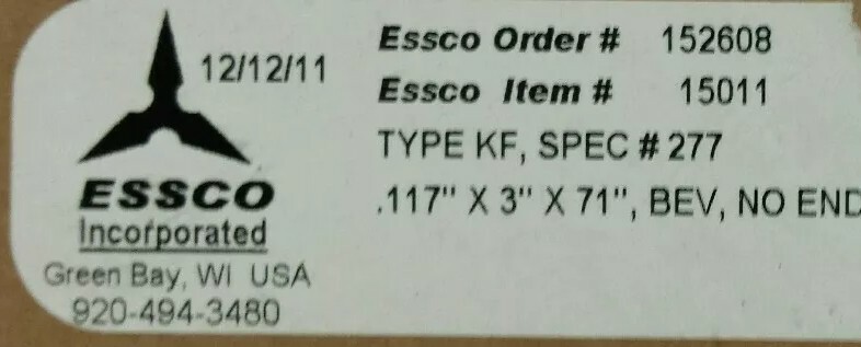 ***2-NEW***ESSCO PRECISION GROUND doctor blades (.117 thick 3"wide- 72 ...