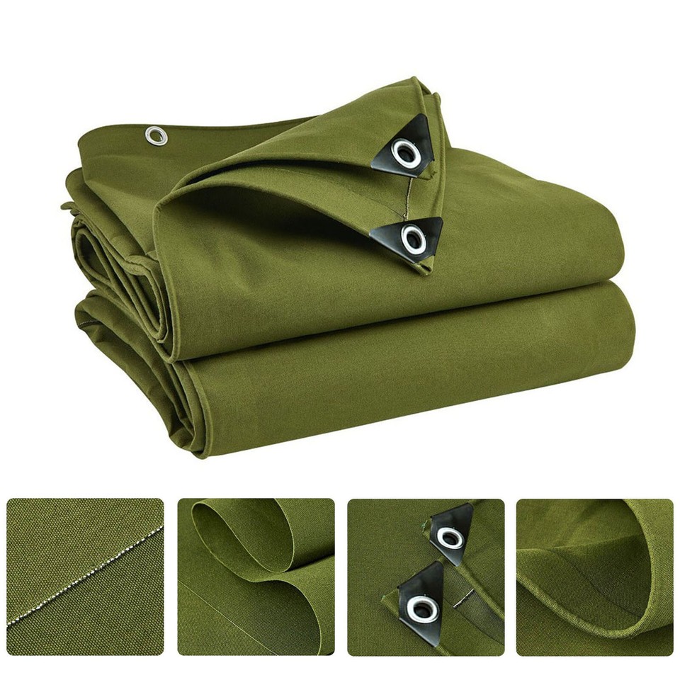 16oz Heavy Duty Canvas Tarp Thick Camping Garden Tarpaulin Cotton Shade ...