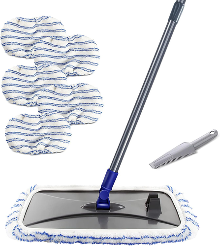 Large Surface Microfiber Flat Mop with 5 Reusable Mop Heads Cleaning ...