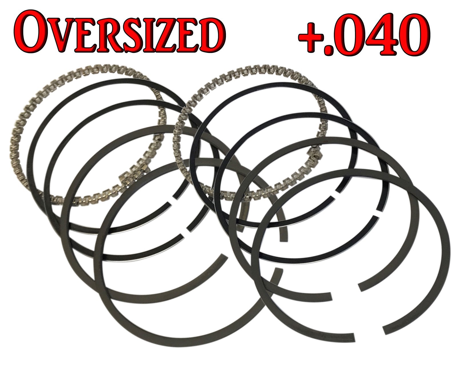 Set of 2, +.040 Oversized Piston Ring Sets Harley Sportster Ironhead ...