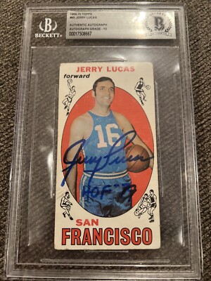 JERRY LUCAS TOPPS 1969-70 #45 ROOKIE RC SIGNED 10 AUTO BECKETT BAS HOF ...